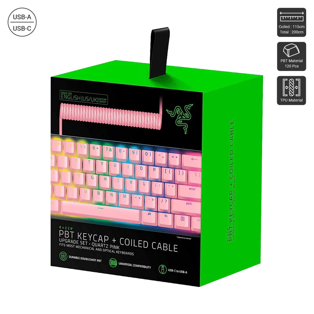 Razer PBT Keycaps with Coiled Cable Keycaps - VTENH - Shop Easy