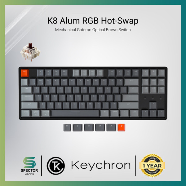 Keychron K8 RGB Hot-Swappable Gateron Optical Mechanical Brown Switch ...