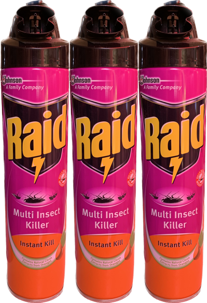 Raid Multi Insect Killer 600ml - 3 Bottles - VTENH