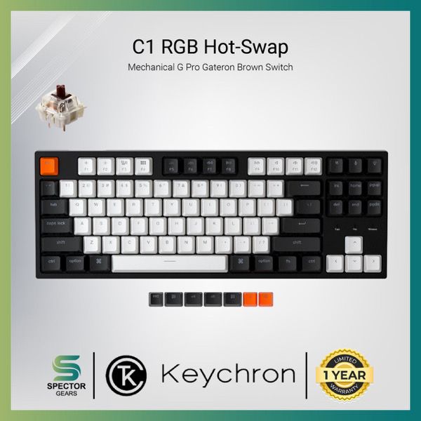 Keychron C1 RGB Hot-Swappable Gateron G Pro Mechanical Brown Switch - VTENH