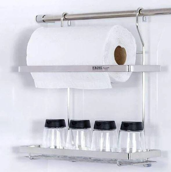 Excel EKWR0025-SUS304-L400MM Italian Series SUS304 2Tier Tissue Paper ...