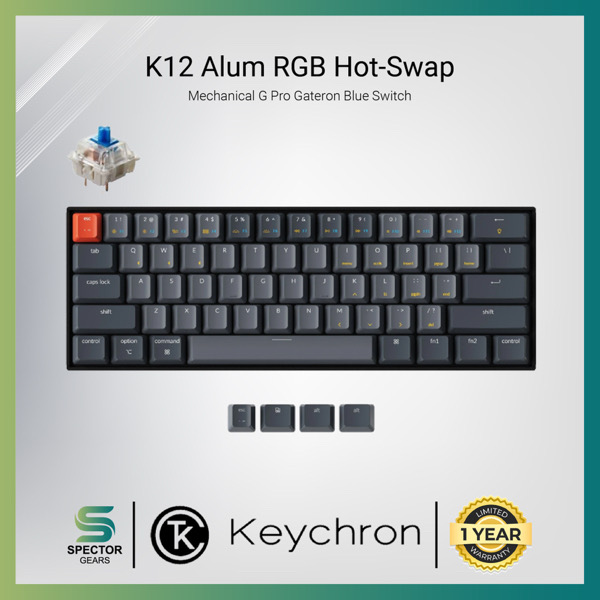 Keychron K12 Aluminum RGB Hot-Swappable Gateron G Pro Mechanical Blue ...