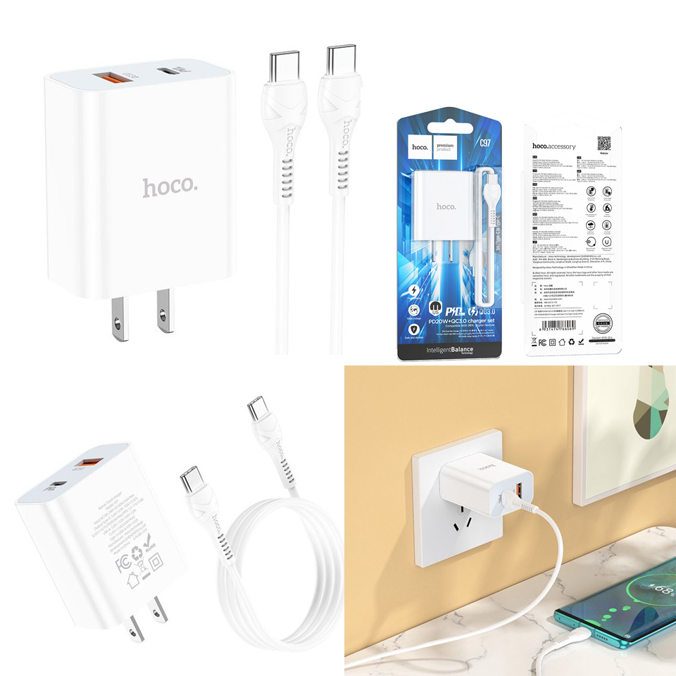 HOCO C97 Power Charger PD20W+QC3.0 Set PD (C to C) BC9186 - VTENH