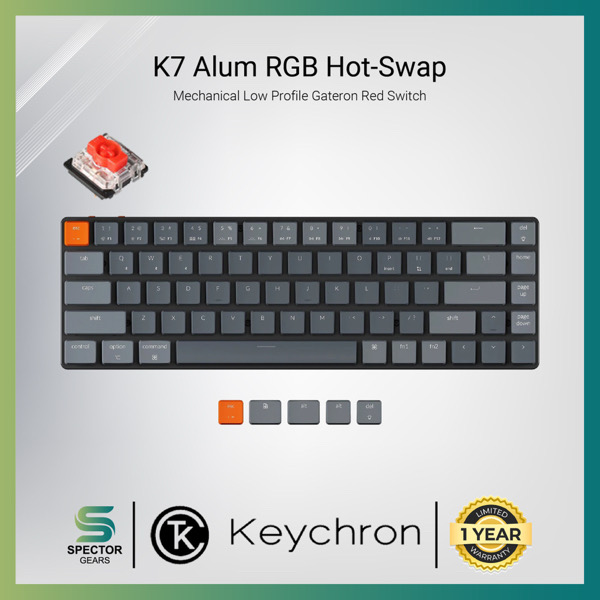 Keychron K7 RGB Hot-Swappable Keychron Low-Profile Optical Mechanical Red Switch - VTENH